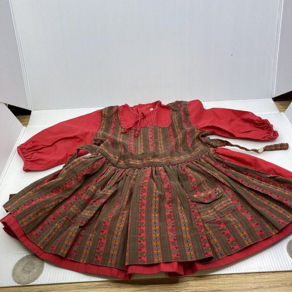 Mary Jane | Dresses | Vintage Toddler Mary Jane Red Dress Brown Floral ...